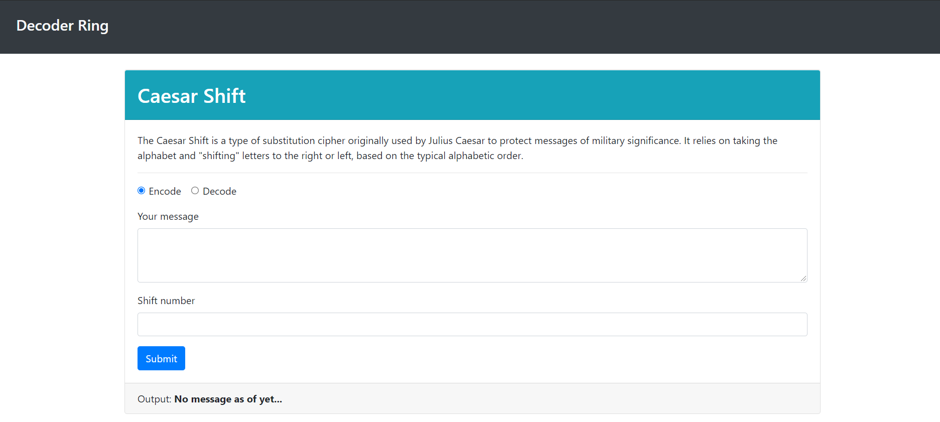 GitHub - Snappysong/decoder-ring: thinkful assignment