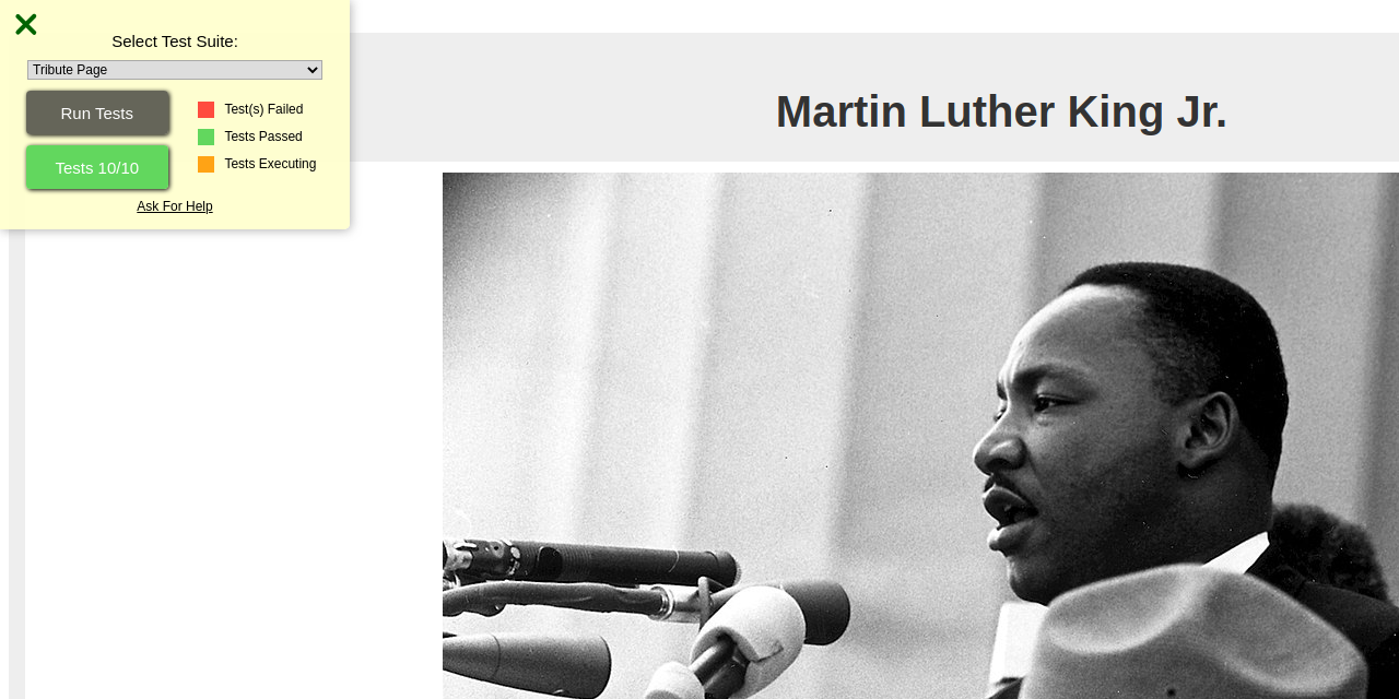 GitHub - monproweb/tribute-page: The Life of Dr Martin Luther King Jr. in 10 Locations