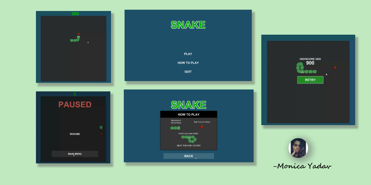 GitHub - Monica-Yadav/SnakeGame-UnityProject-: Beginner level Unity game project-Created this ...