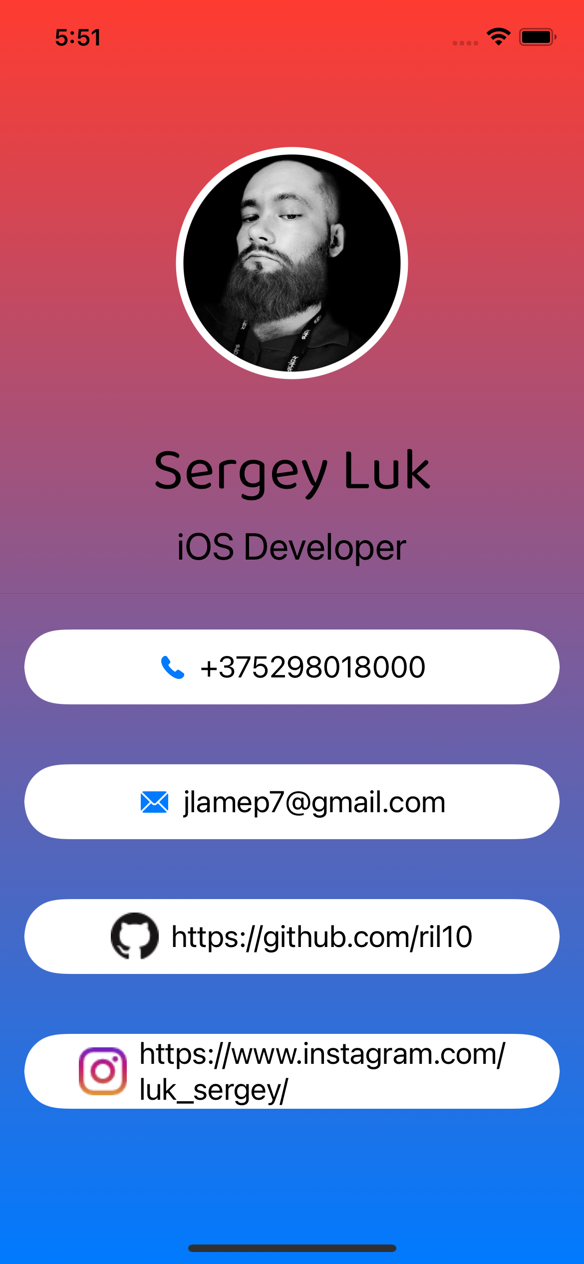 Github Ril10iosdevelopercard Visit Card Based On Swiftui 
