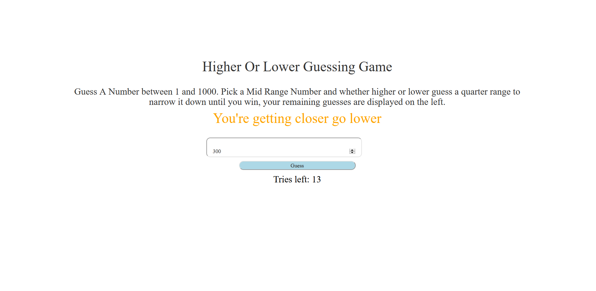 GitHub - leenick001/GuessingNumberGame: Guess a Number between 1 and 1000 you're tipped to guess ...