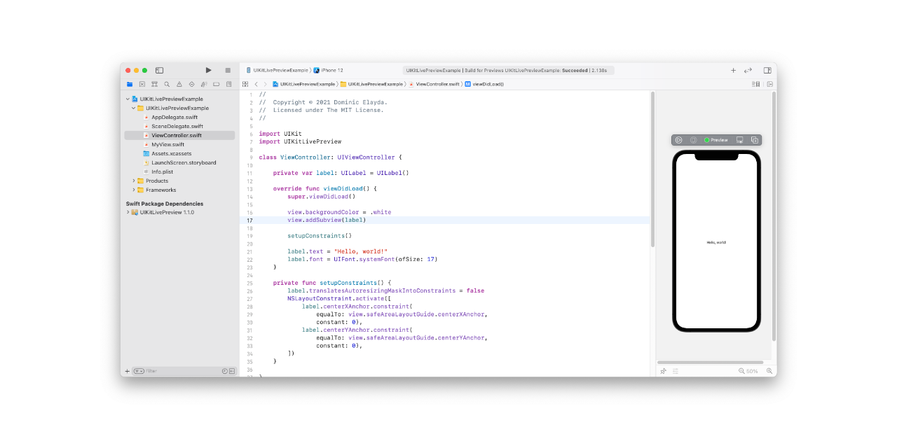 GitHub - nicoelayda/UIKitLivePreview-Examples: Sample projects using ...