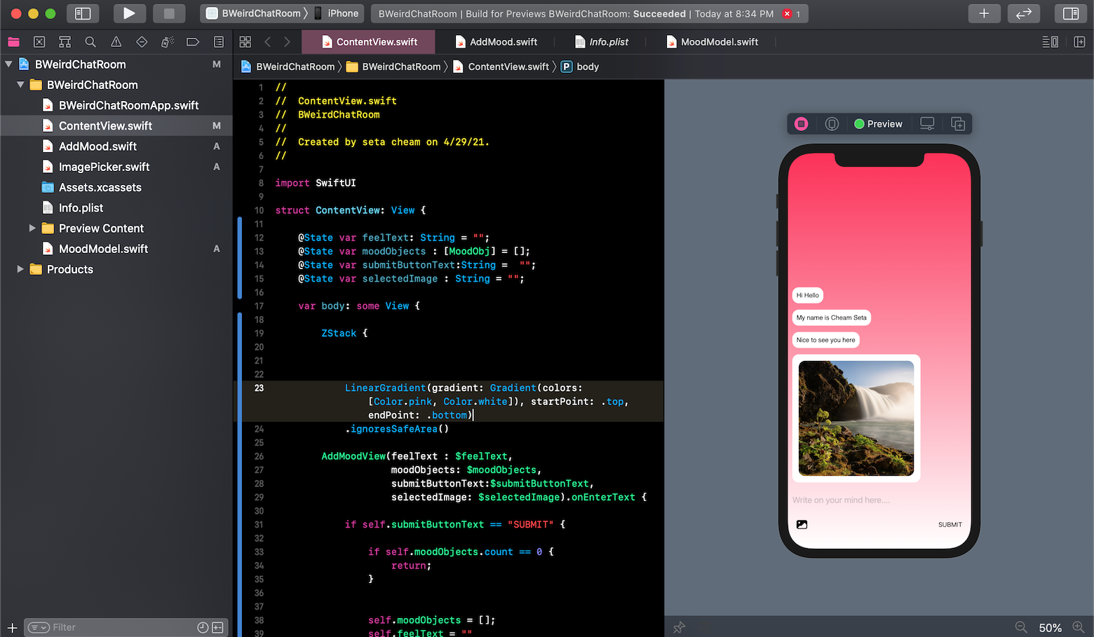 Github Cheamsetabweirdchatroomswiftui I Have Been Working On Swiftui For Awhile Then I 