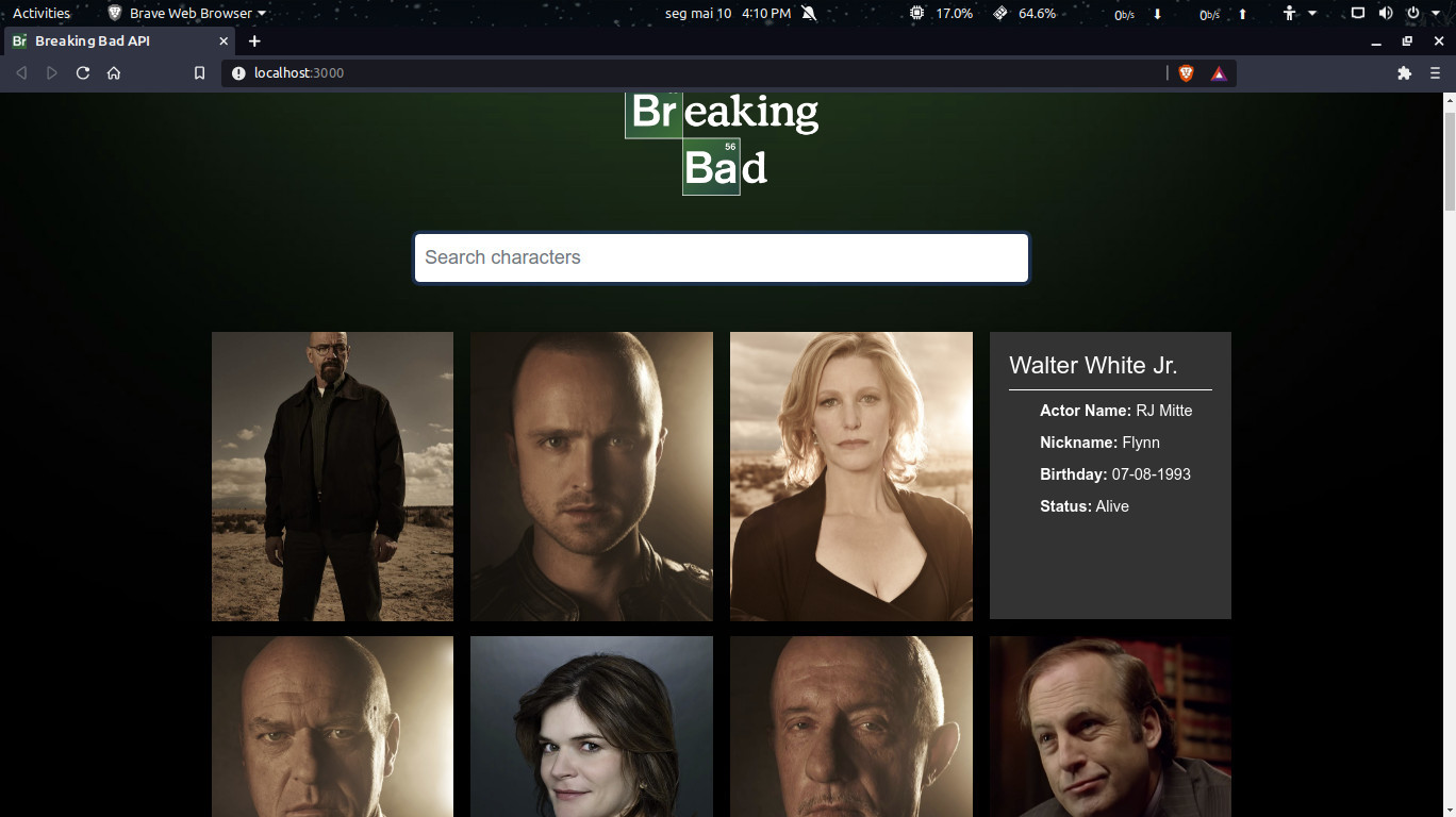 GitHub - 0xFernandoDias/breaking-bad-api: I used the React to create a webapp to show and filter ...