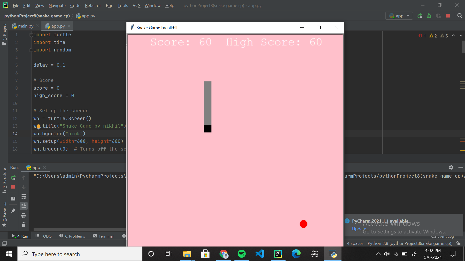 GitHub - JustNikhill/Snake-Game: SNAKE GAME IN PYTHON