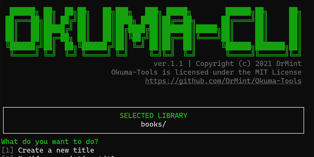 GitHub - DrMint/Okuma-CLI