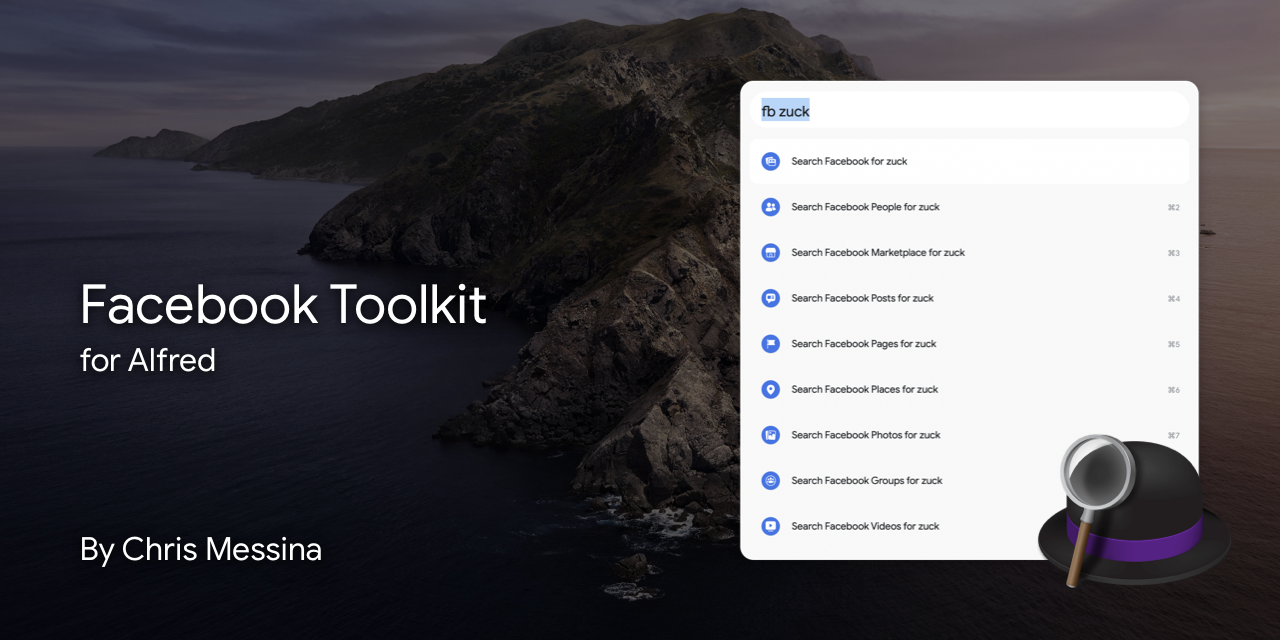 GitHub - chrismessina/alfred-facebook-toolkit: Alfred Toolkit for Facebook