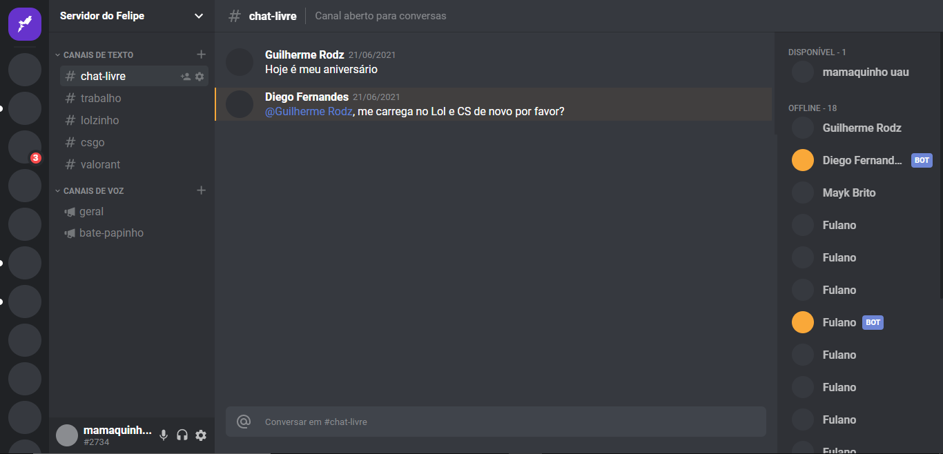 GitHub - FelipePDS/discord-interface: Clone of the App Discord ...