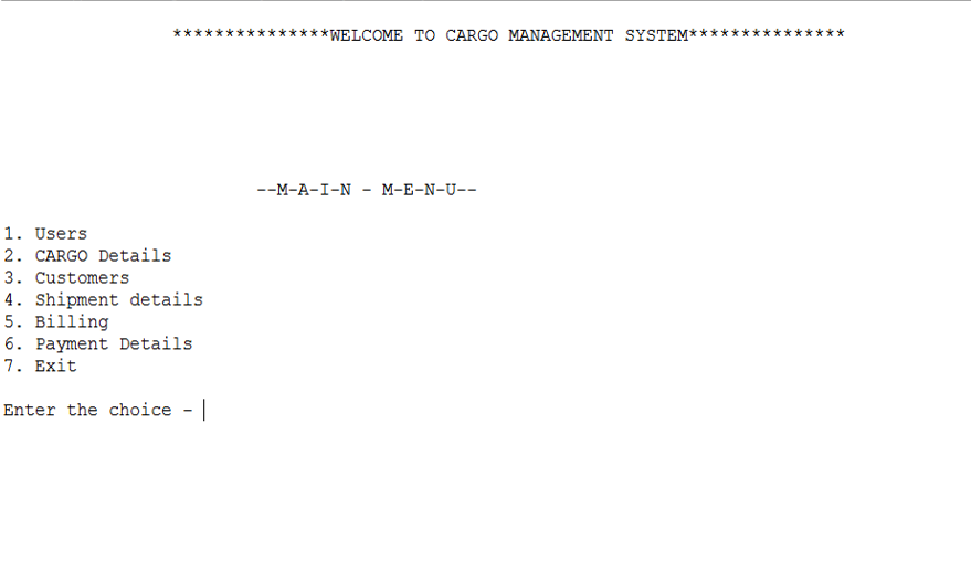 GitHub - ViswaDecoders/Seven_Seas_Shipping: CRUD operation on Cargo System using Java and ...