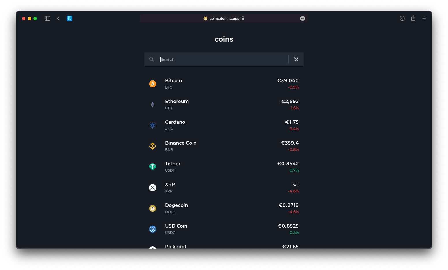 GitHub - dominickolbe/coins: :money_with_wings: simple and easy to track your crypto.