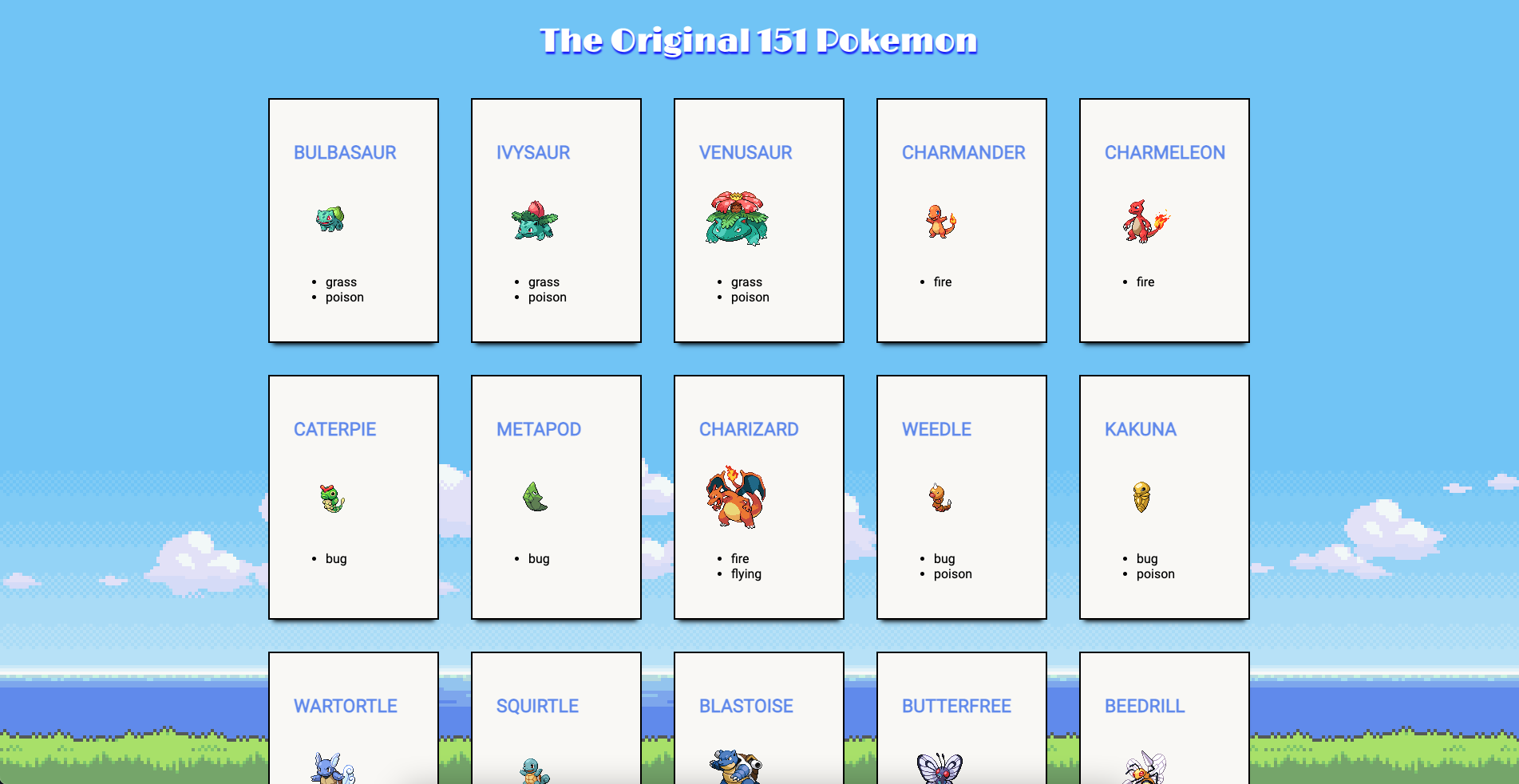 GitHub - sarahdepalo/pokemon_api: Small webpage that displays all 151 ...
