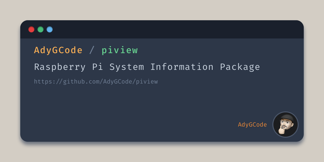 GitHub - AdyGCode/piview: Raspberry Pi System Information Package GitHub - AdyGCode/piview: Raspberry Pi System Information Package