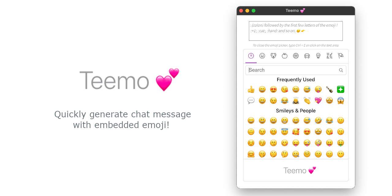 GitHub - nikaera/Teemo: Quickly generate chat message with embedded emoji! 💖😆