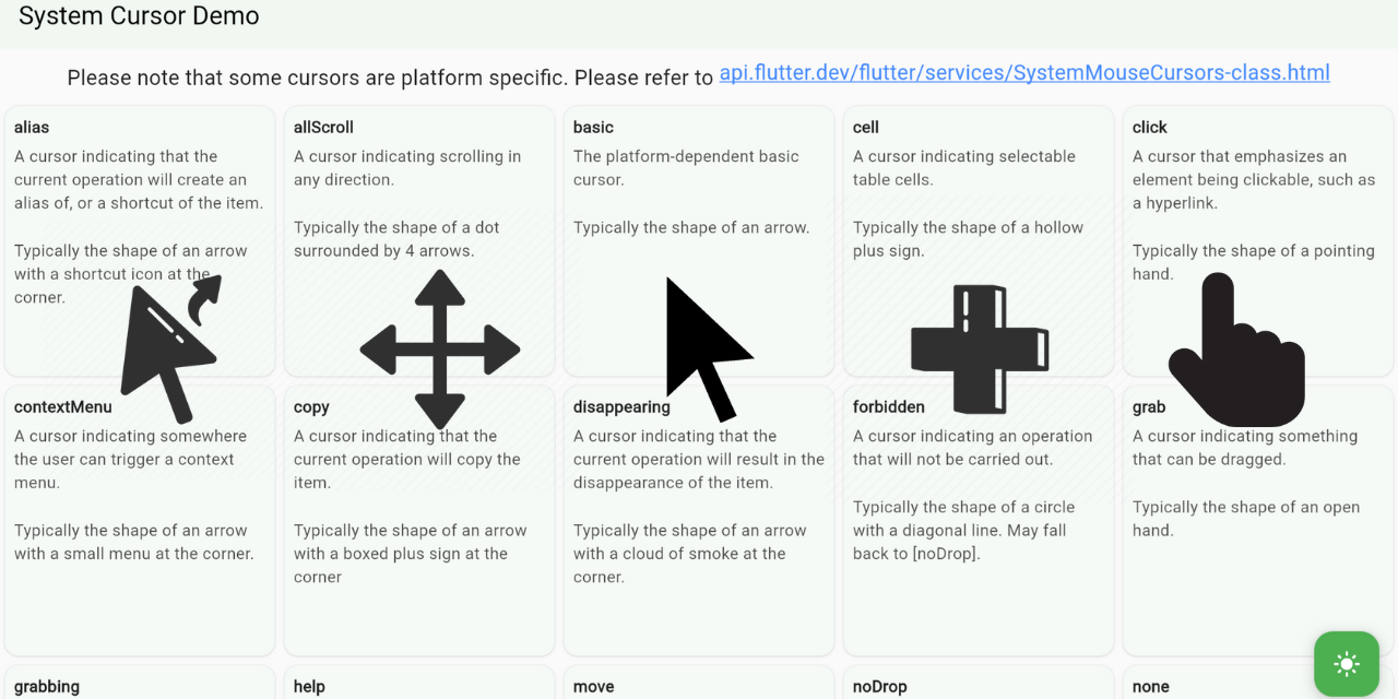 GitHub - iqfareez/flutter_cursor: System cursors are standard mouse cursors that are provided by ...