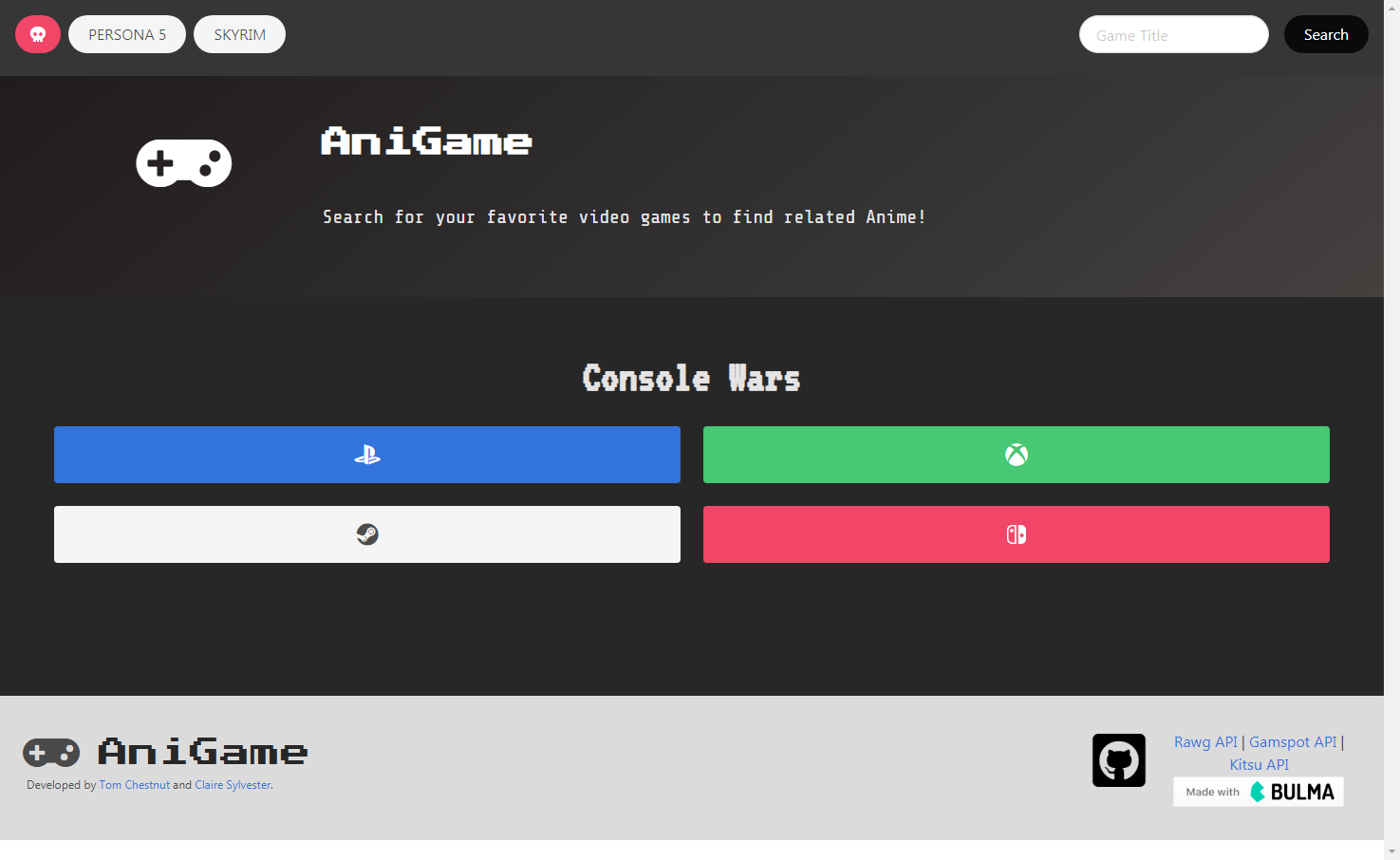 GitHub - tchestnut85/anigame-react: React SPA to search for a video ...