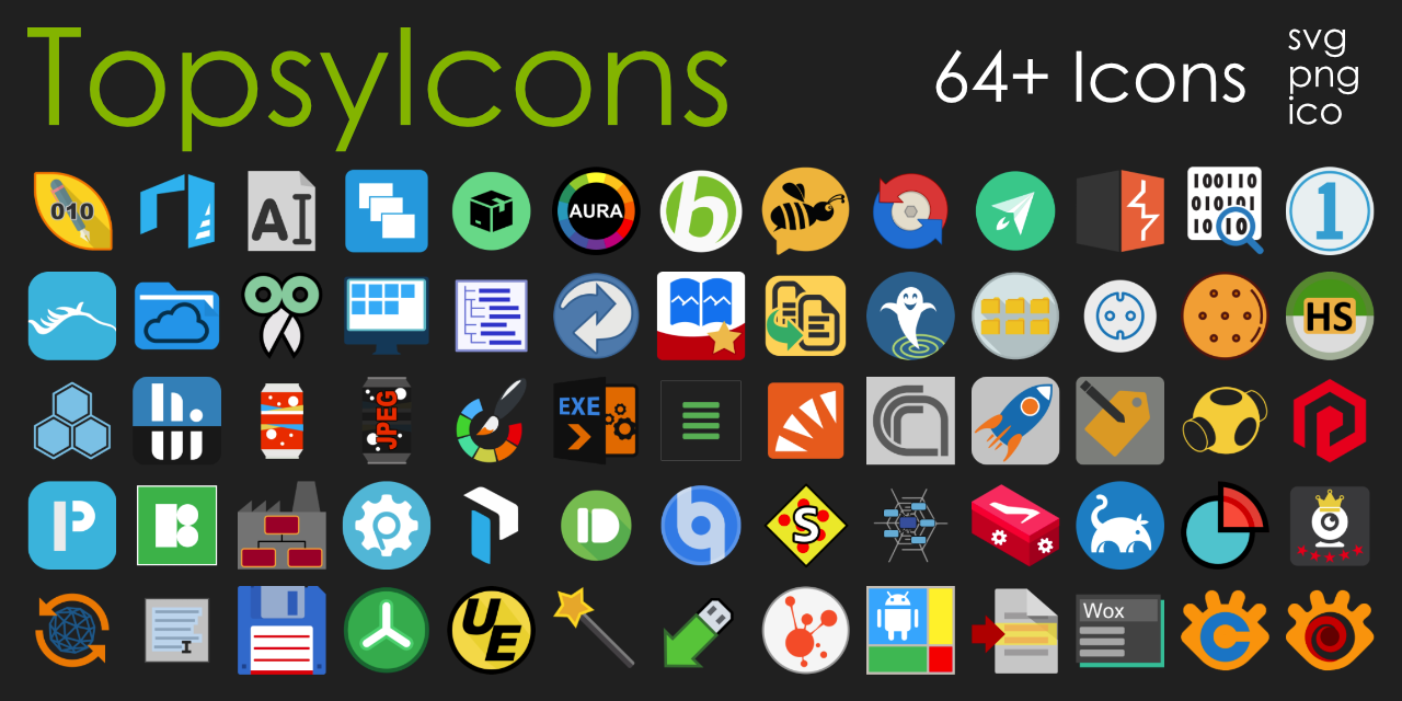 GitHub - TobseF/TopsyIcons: 🐱‍🐉 HDIP redesigned flat icons for some tools