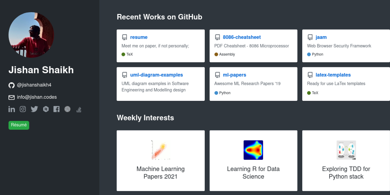 Developer portfolio template GitHub Topics GitHub