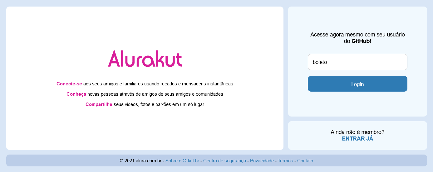 GitHub - Boleto/alurakut: Imersão React da Alura replicando o inesquecível Orkut