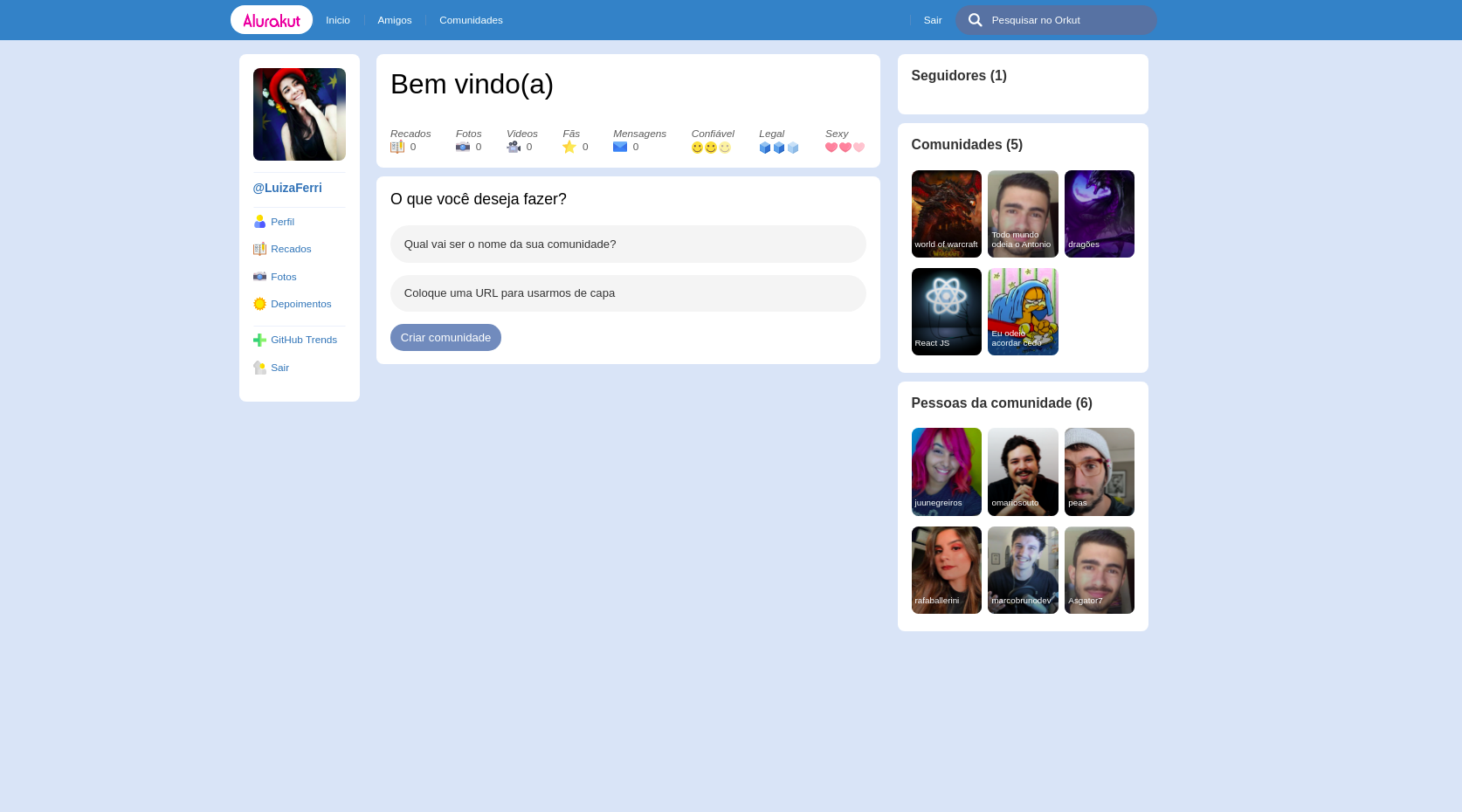 GitHub - LuizaFerri/Orkut: Projeto desenvolvido durante a imersão react da Alura