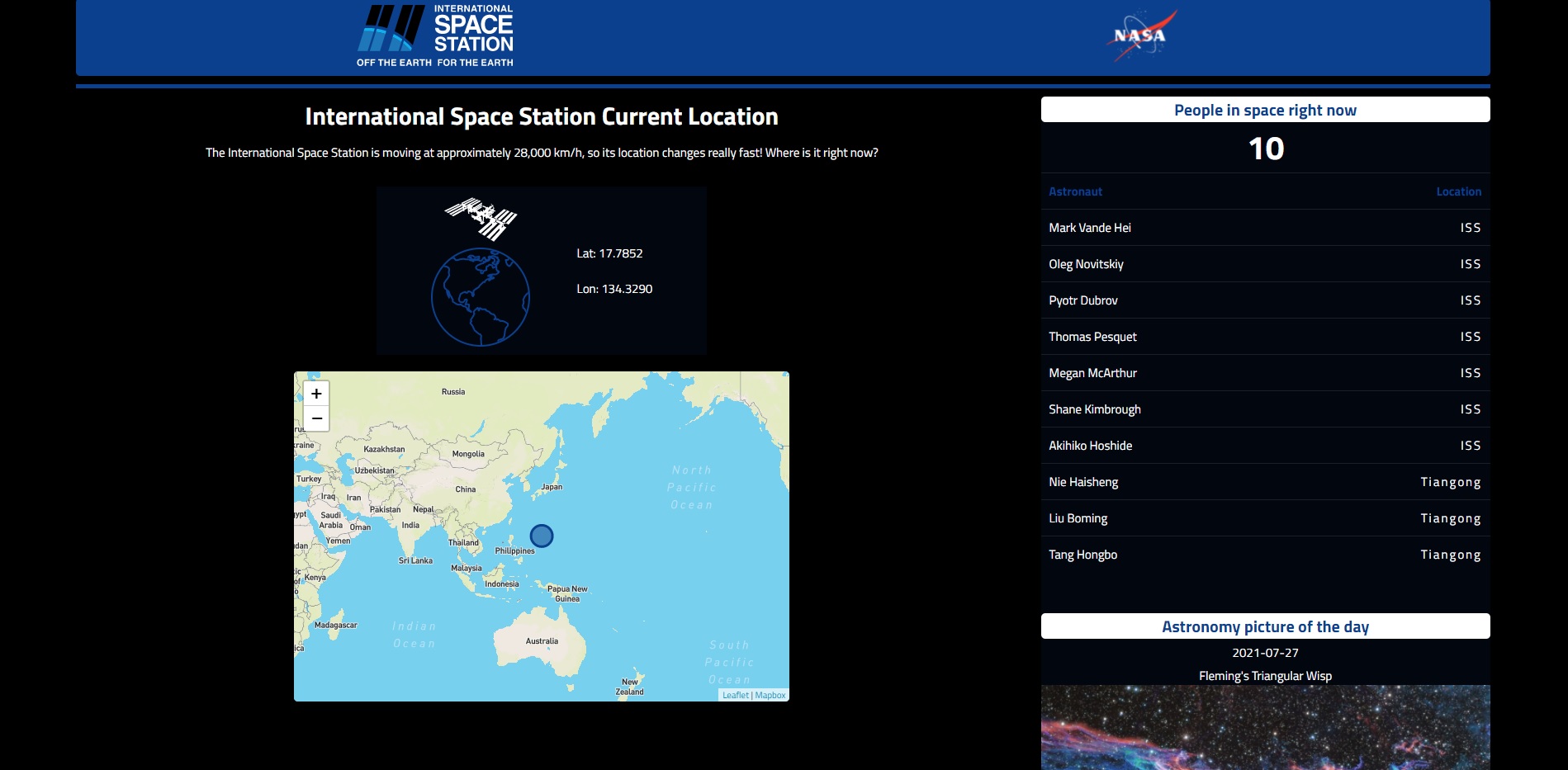 GitHub - flaviurosca/ISS-Location: One page web app for tracking the ISS location