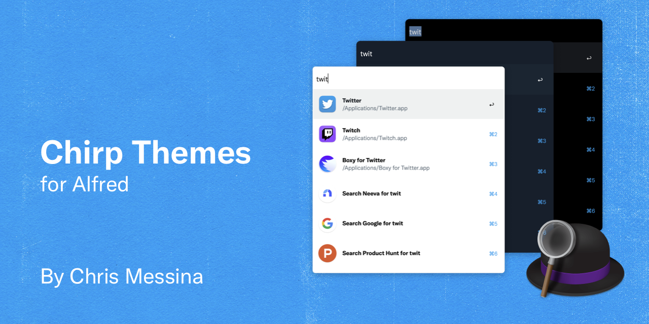 GitHub - chrismessina/alfred-theme-chirp: Themes inspired by Twitter's ...