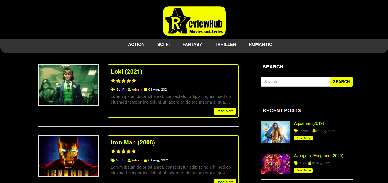 GitHub - MusfiqDehan/reviewhub-homepage: A Movie and Series Review System web application's homepage