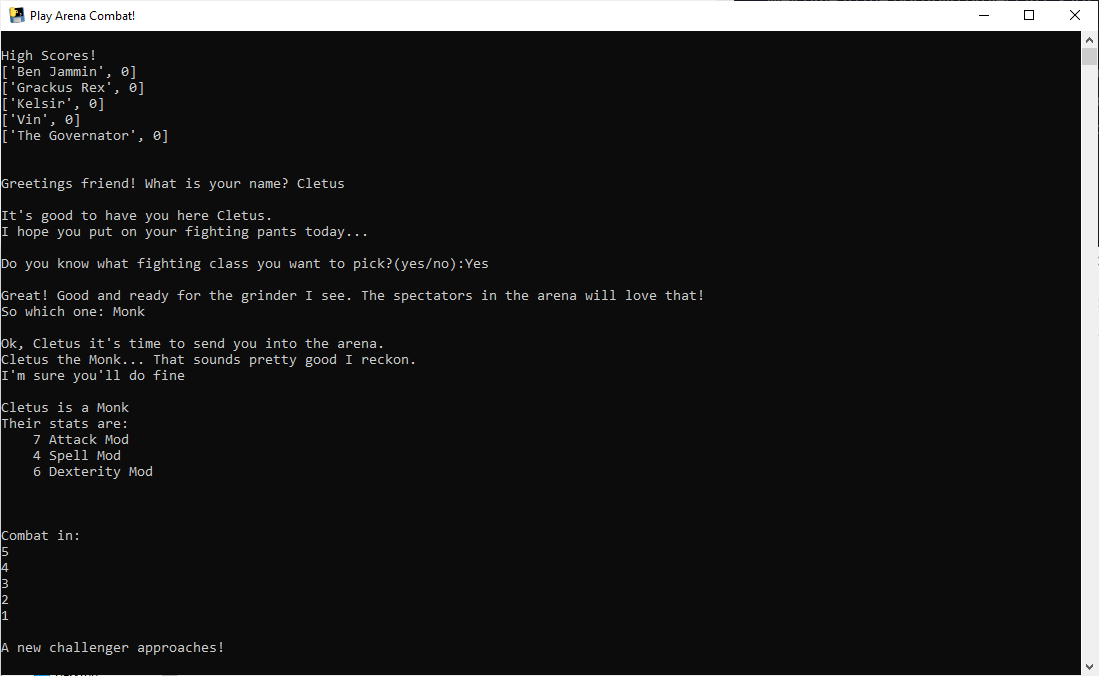 GitHub - bcookew/CS101_Portfolio_project: Arena Combat!