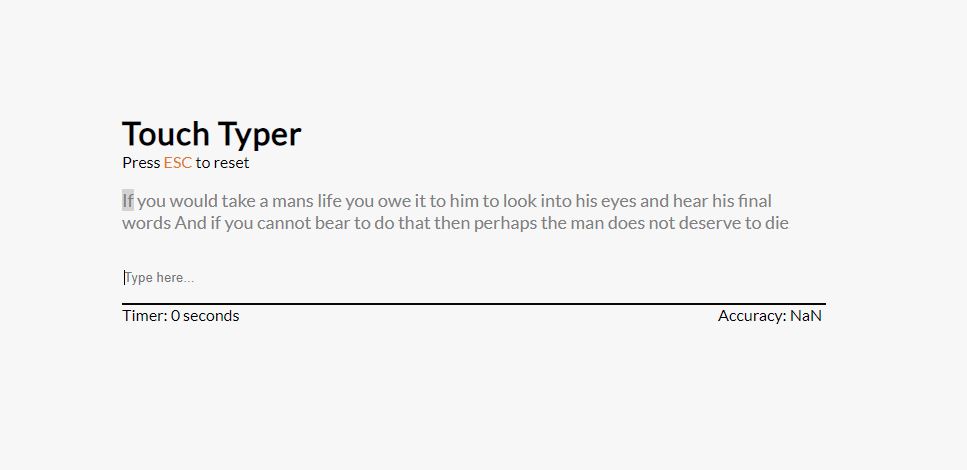 GitHub - SwissNuff/touch-typer: A react based typing game
