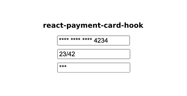 GitHub - pastvolodymyr/react-payment-card-hook: A React Hook to help with payment card input fields.