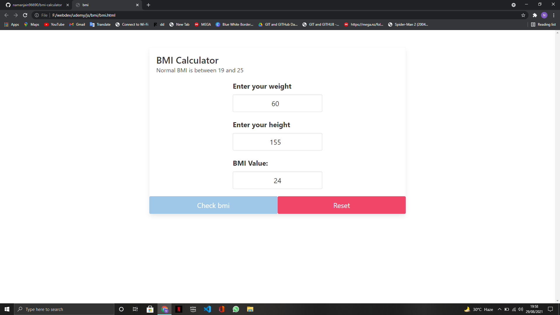 GitHub - namanjain96690/bmi-calculator: https://namanjain96690.github ...