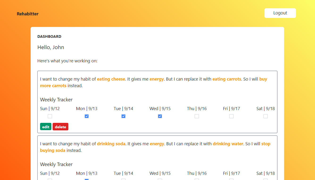 GitHub - geraldiner/rehabitter: A habit tracking web app to help you think through replacing ...