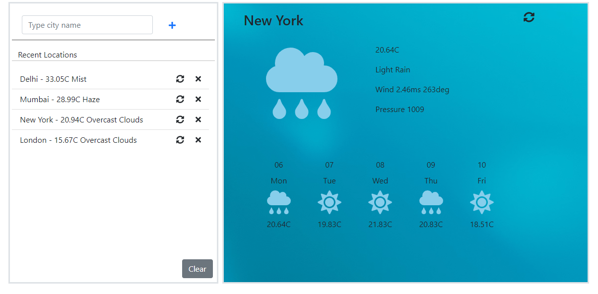 GitHub - ppadhan/WeatherApp: Shows weather details and forecast for the ...