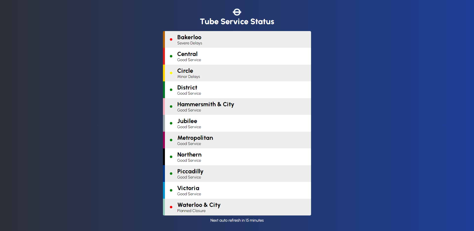 GitHub - clemmurphy/Tube-Service-Status: React-based single-page site ...