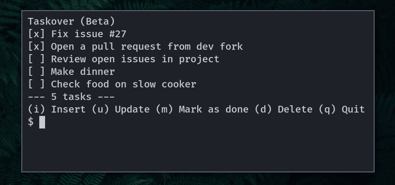 GitHub - angelofallars/taskover-cli: 📓 Manage your tasks using a light ...