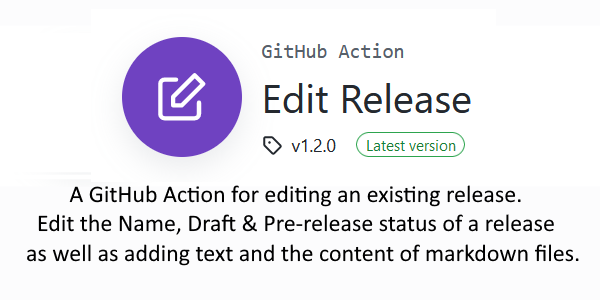 Edit Release · Actions · GitHub Marketplace · GitHub