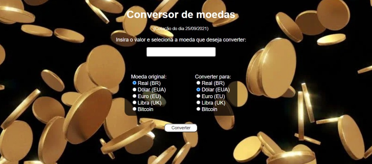 GitHub - Victor-Procopio/Conversor-de-Moedas: Projeto que transforma o valor da moedas selecionada.