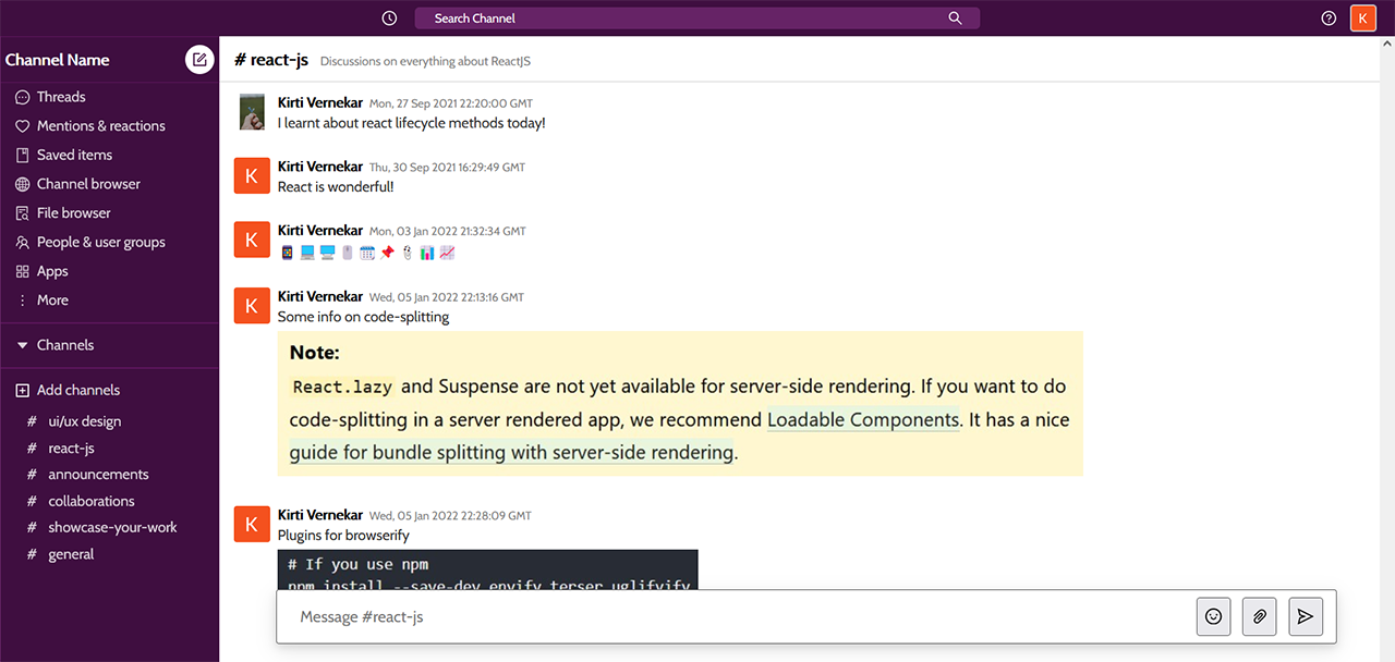 Github Kirtivernekar Slack Clone A Realtime Chat Application Clone Of Slack Built Using
