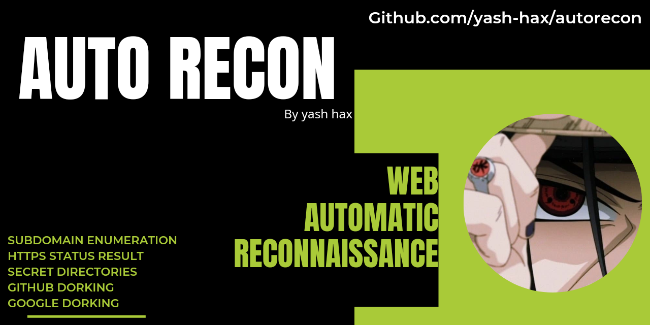 GitHub - Yash-Hax/AutoRecon-Beta: Auto Website Reconnaissance Tool By yash-hax