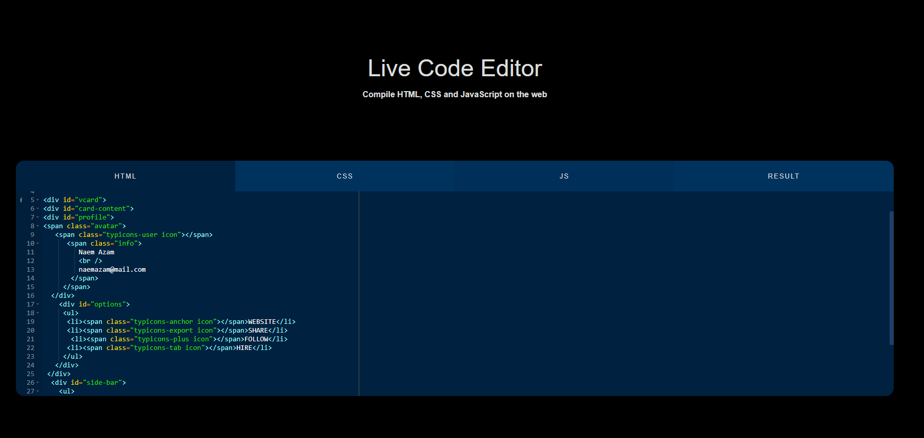 GitHub Naemazam Live Code Editor A Simple Gift For My Font end Developer Friends It s A Html 