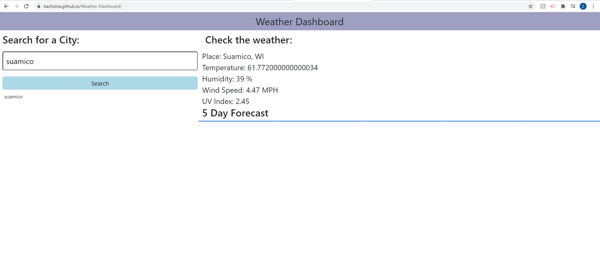 Github Kaohzina Weather Dashboard