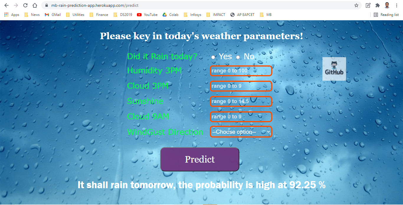 GitHub - MansoorAB/Rain_Prediction_Model: An app to predict chances of ...