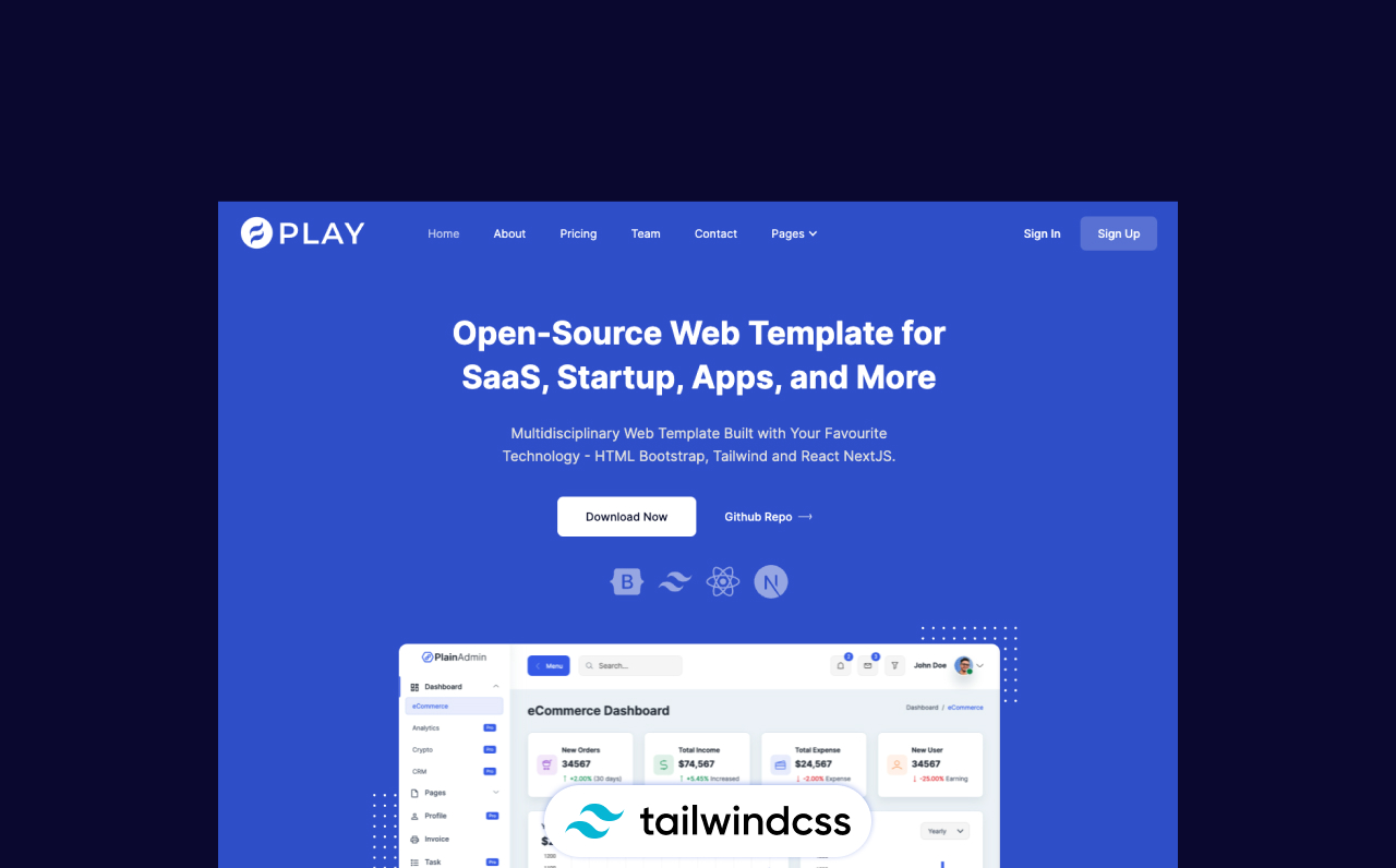 Tailwind template GitHub Topics GitHub