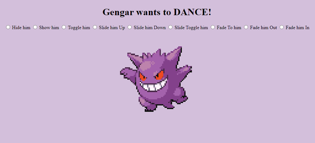 GitHub - ElisaTurner/JQueryGengarDance: This website is a practice on Jquery featuring the ...