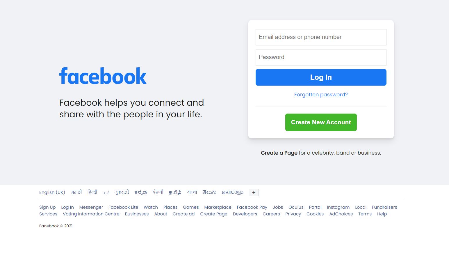 GitHub - parabneil/Facebook-Login-Page-Clone: HTML & CSS Mini Project 1 ...