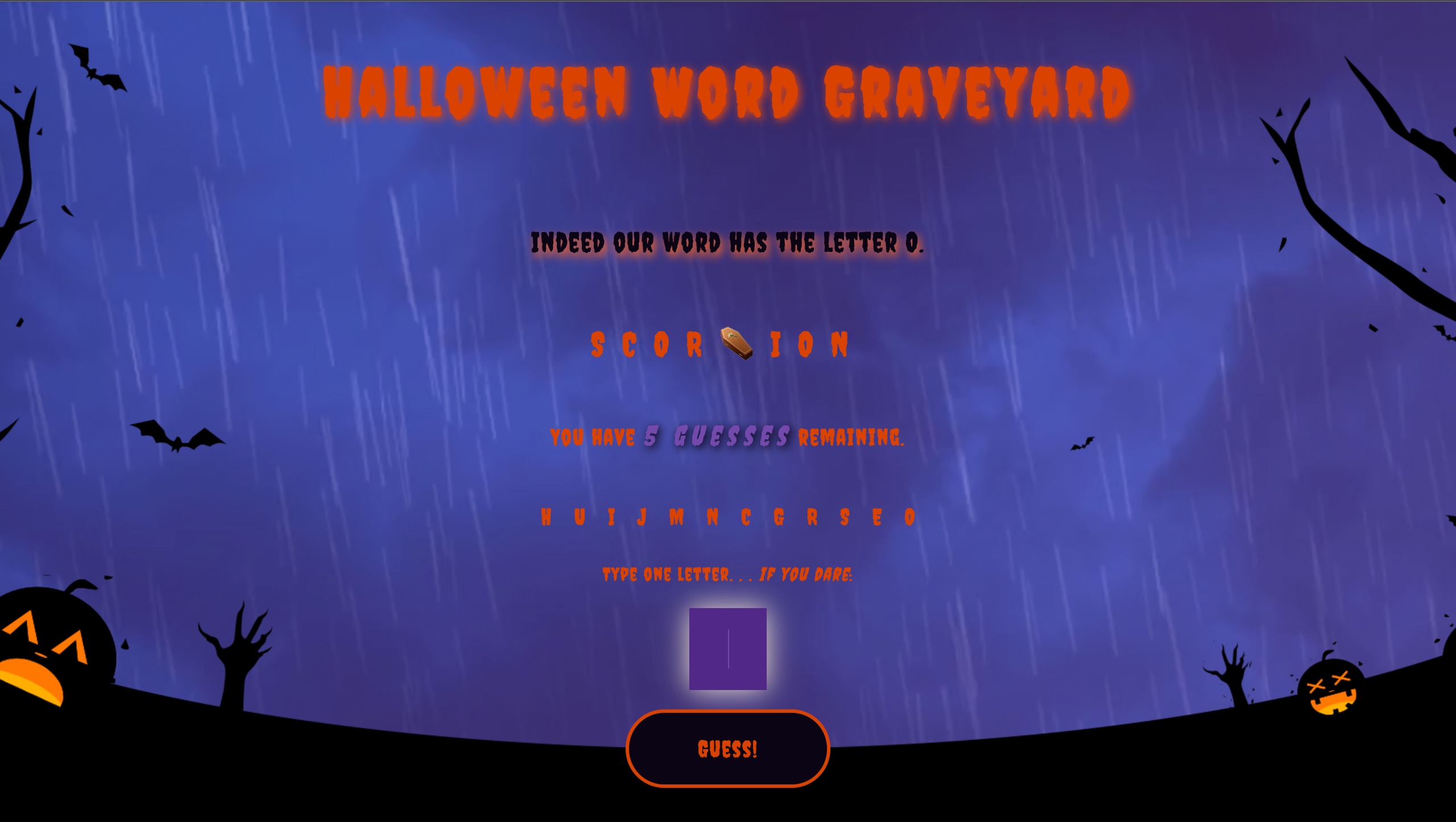 GitHub - sadiejay/halloween-word-guess: Spooky take on word game built ...