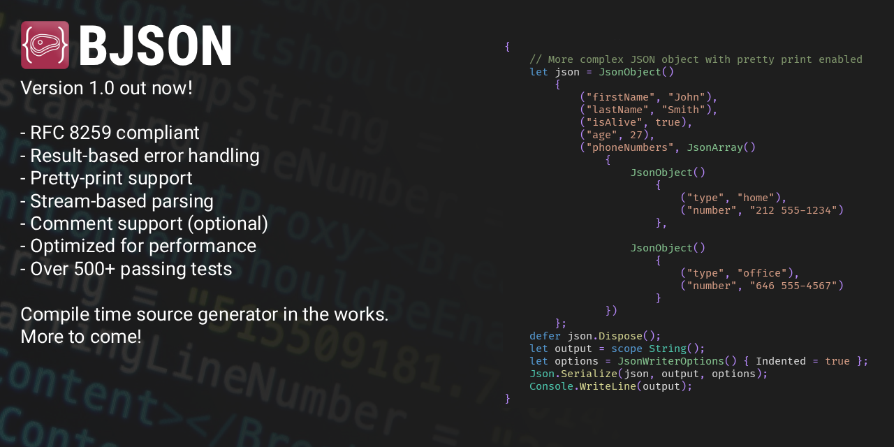 GitHub - M0n7y5/BJSON: Simple and Fast Json Serializer/Deserializer for ...