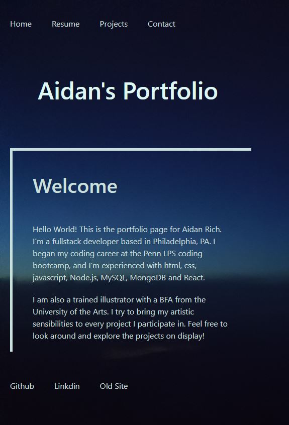 GitHub - aidanrich/ReactPortfolio: A portfolio of my projects. Site was ...