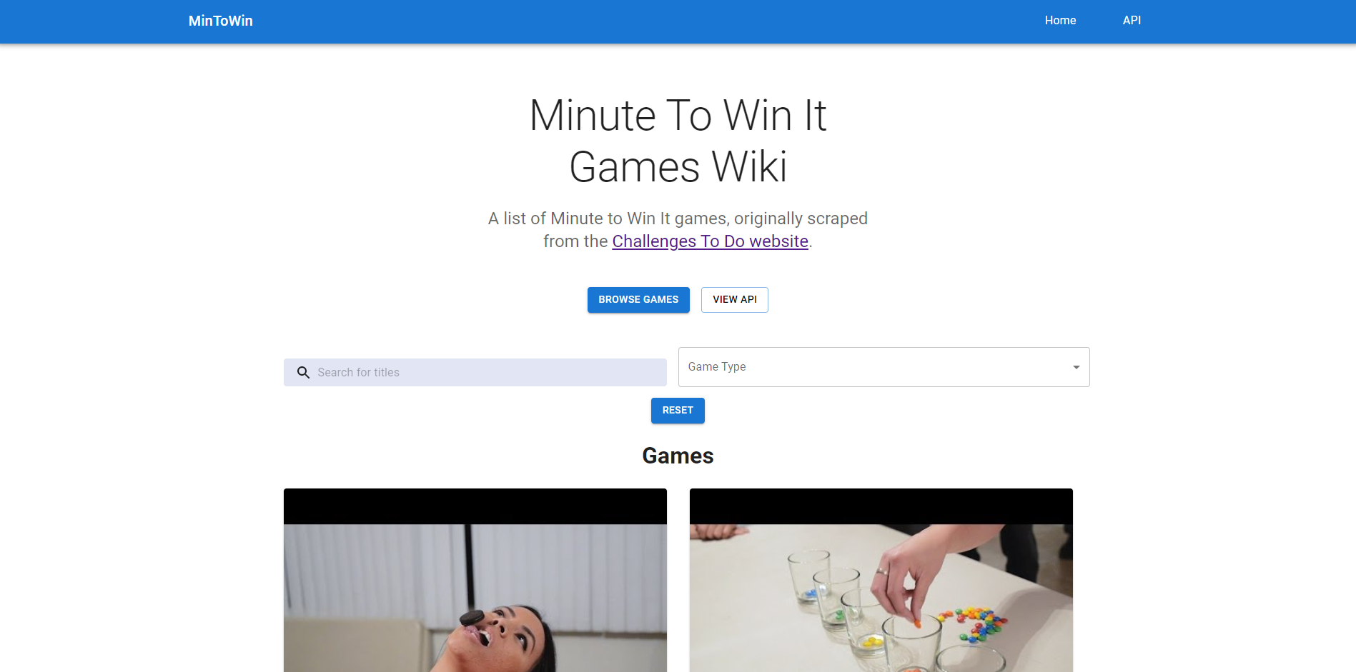 GitHub - geraldiner/min-to-win: A wiki for Minute to Win It games with REST API included.