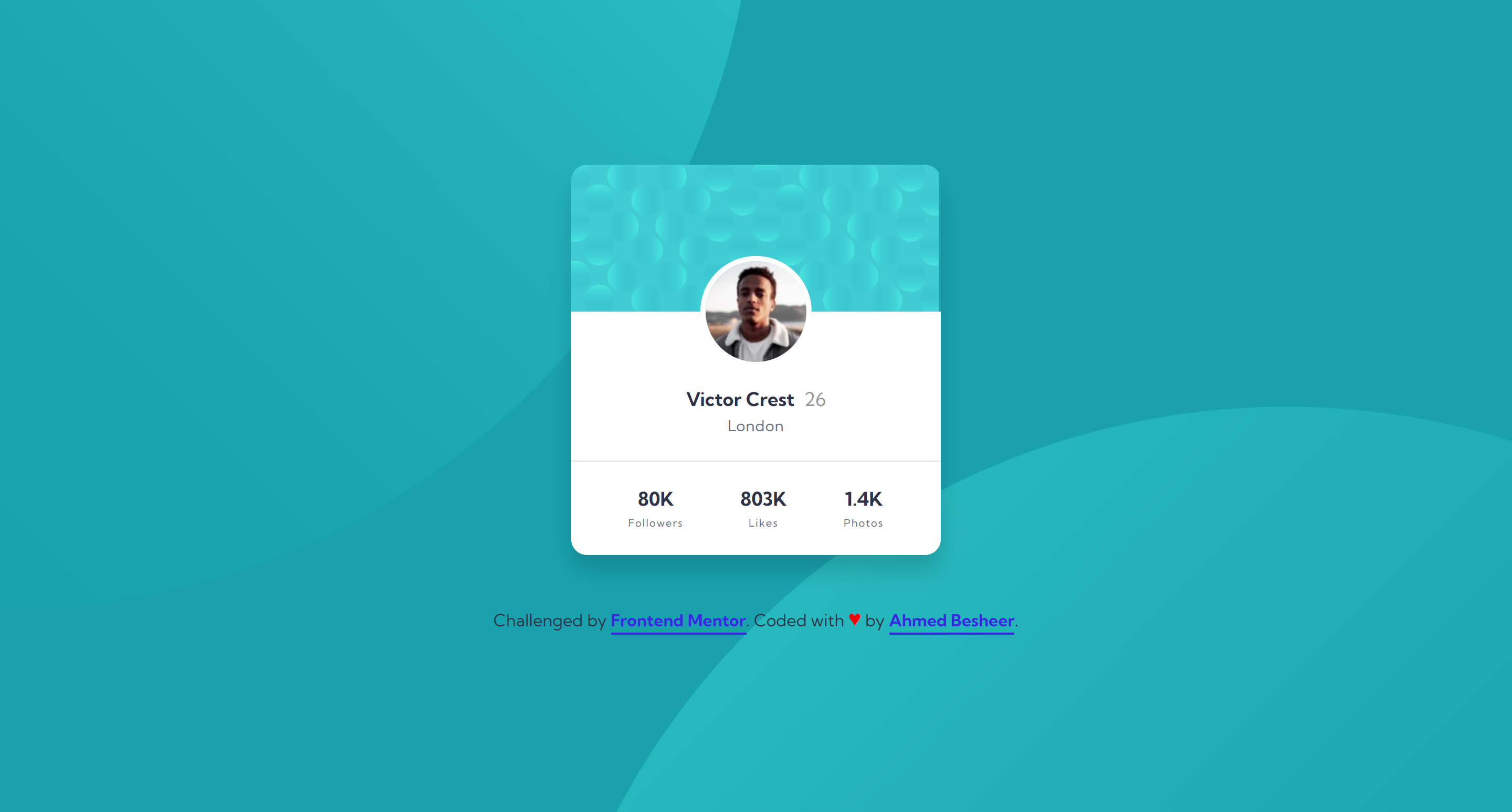 GitHub - ahmedbesheer/profile-card-component: Frontend Mentor Challange