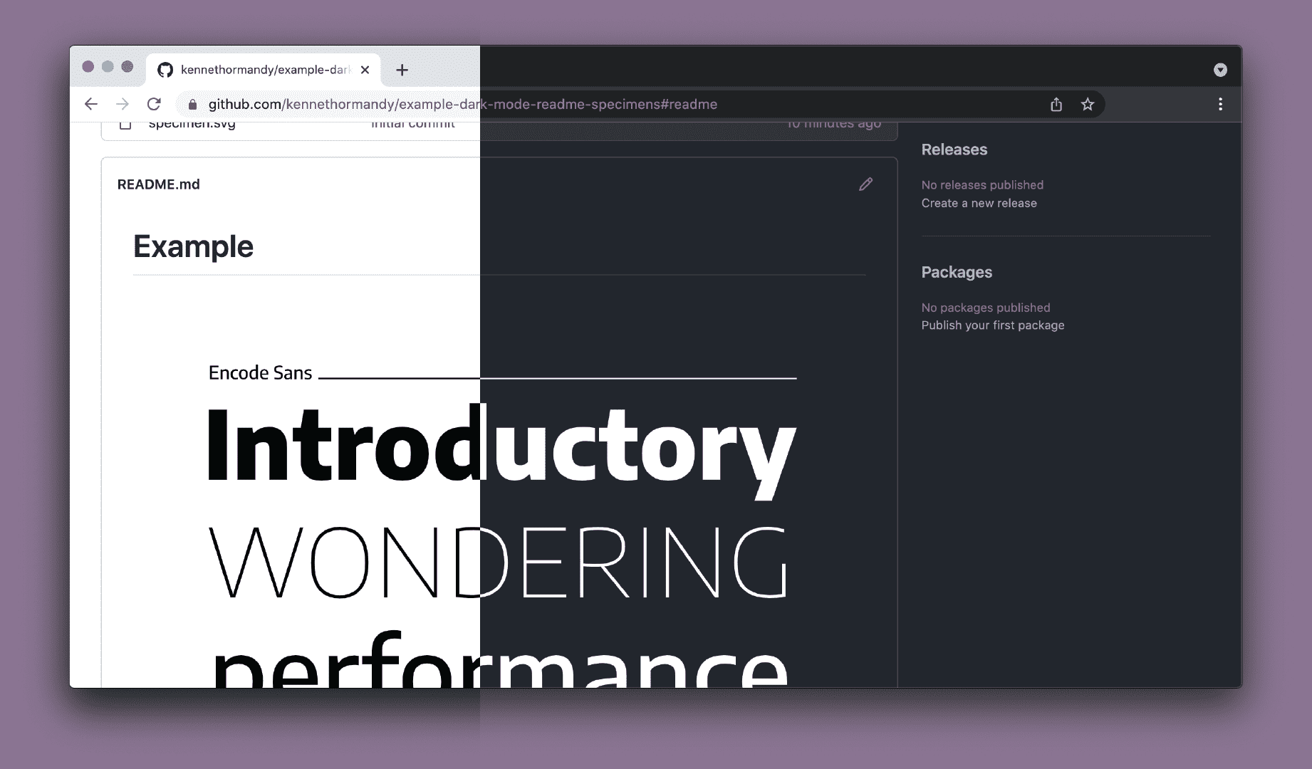 Github Kennethormandyexample Dark Mode Readme Specimens